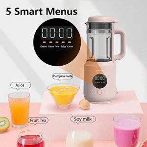 Joydeem Mini Cooking Blender, Soy Milk Maker, Personal Hot & Cold Countertop Blender for Juice Soup Tea, 12h Preset, 420ml, Pink