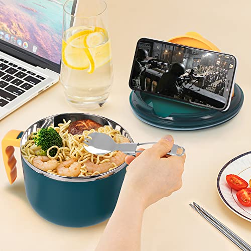 Ajerg 1300ml Rapid Ramen Cooker - Microwave Ramen Bowl Set Noodle Bowls With Lid Speedy Ramen Cooker In 3 Minutes BPA Free Dishwasher Safe | Perfect for Dorm, Small Kitchen, Office