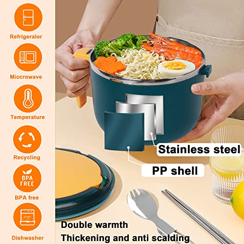 Ajerg 1300ml Rapid Ramen Cooker - Microwave Ramen Bowl Set Noodle Bowls With Lid Speedy Ramen Cooker In 3 Minutes BPA Free Dishwasher Safe | Perfect for Dorm, Small Kitchen, Office