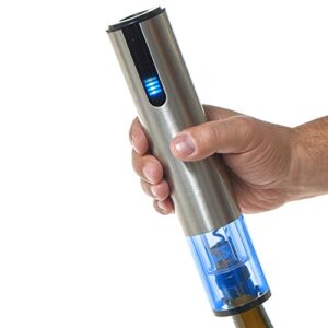 Wine Enthusiast 2-in-1 Electric Blue 1 Automatic Wine Bottle Opener and Preserver Set (7 Piece)