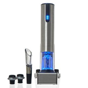 Wine Enthusiast 2-in-1 Electric Blue 1 Automatic Wine Bottle Opener and Preserver Set (7 Piece)