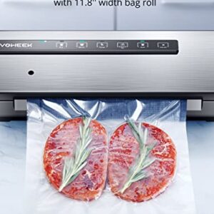 Vacuum Sealer Bags Rolls, 11.8 inches x 118 inches Roll 2 Pack Voweek Food Vacuum Sealer Bag with Food Preservation, Great for Vac Storage Freezer & Sous Vide Vacuum Sealer Bags for Food