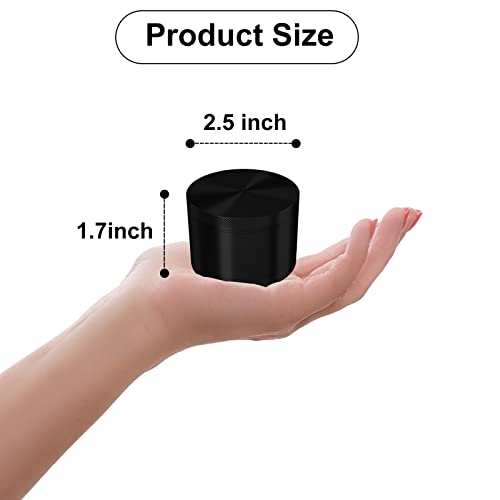 Tinnyfy Spice Grinder, Aluminum Alloy Crusher, Standard Large Capacity (2.5'' , Black)