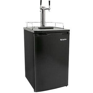 edgestar kc2000twin full size dual tap kegerator & draft beer dispenser – black