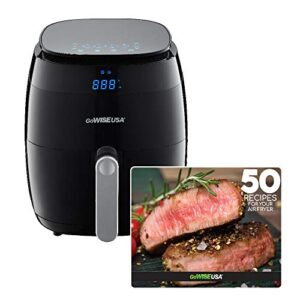 gowise usa 5.0-quart 1500-watt digital air fryer with 8 presets, gw22821-s + 50 recipes (black)