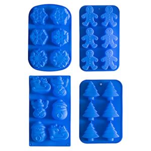 ihomecooker 4pc silicone christmas baking mold set christmas tree snowflakes snowman cake mold,bath bombs,soap mold set