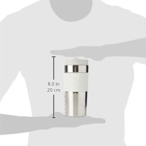 Bodum Travel French Press Coffee Maker Set, Stainless Steel with Extra Lid, Vacuum, 0.35 L/12 oz, White