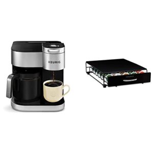 keurig k-duo special edition coffee maker, silver & under brewer storage drawer, coffee pod storage, holds upto 35 k-cup pods, black