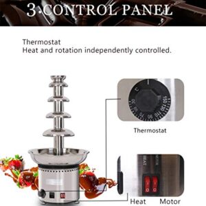 NEWTRY 6 Tiers Stainless Steel Chocolate Fondue Fountain Machine 13.23lbs Capacity 86~230℉Adjustable For Home Party Restaurant (110V)