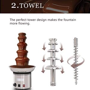 NEWTRY 6 Tiers Stainless Steel Chocolate Fondue Fountain Machine 13.23lbs Capacity 86~230℉Adjustable For Home Party Restaurant (110V)