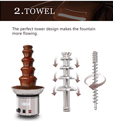 NEWTRY 6 Tiers Stainless Steel Chocolate Fondue Fountain Machine 13.23lbs Capacity 86~230℉Adjustable For Home Party Restaurant (110V)