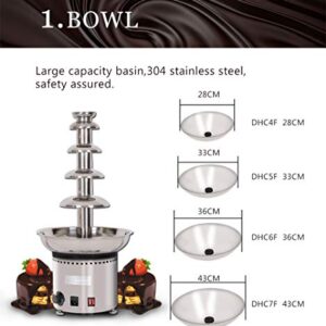 NEWTRY 6 Tiers Stainless Steel Chocolate Fondue Fountain Machine 13.23lbs Capacity 86~230℉Adjustable For Home Party Restaurant (110V)