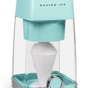 Nostalgia Retro Electric Table-Top Snow Cone Maker, Vintage Shaved Ice Machine Includes 1 Reusable Plastic Cup and Ice Mold, Aqua