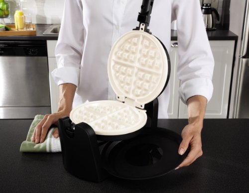 Oster Titanium-Infused DuraCeramic Flip Waffle Maker, Black (CKSTWFBF10W-TECO)