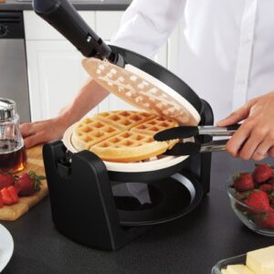 Oster Titanium-Infused DuraCeramic Flip Waffle Maker, Black (CKSTWFBF10W-TECO)