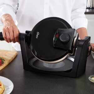 Oster Titanium-Infused DuraCeramic Flip Waffle Maker, Black (CKSTWFBF10W-TECO)