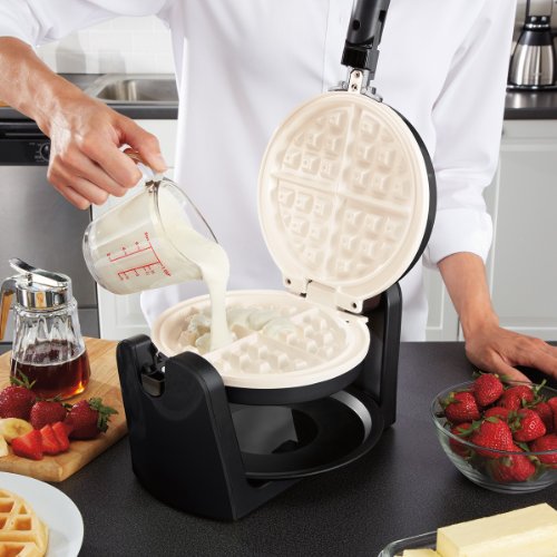 Oster Titanium-Infused DuraCeramic Flip Waffle Maker, Black (CKSTWFBF10W-TECO)