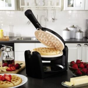 Oster Titanium-Infused DuraCeramic Flip Waffle Maker, Black (CKSTWFBF10W-TECO)