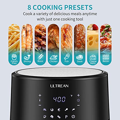 Ultrean 8 Quart Air Fryer, Electric Hot Airfryer XL Oven Oilless Cooker with 8 Presets, LCD Digital Touch Screen and Nonstick Frying Pot, ETL Certified, Cook Book, 1-Year Warranty, 1700W