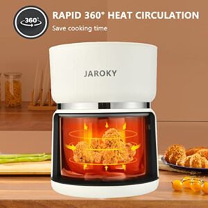 JORAKY Air Fryer, 3QT/3L Oil Free Electric Hot Air Fryers Oven, 12-in1 White Air Fryers with Recipes Book, LED Touchscreen, Nonstick Basket, 1200W