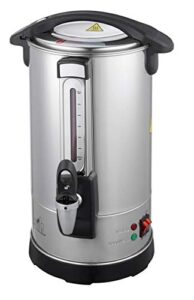 classic kitchen 40 cup capacity hot water boiler urn with new twisloc˜ safety locking tap, metal spout, stainless steel double wall and a unique circuit board controlled heating system allowing for instant reboil. perfect for keeping hot water for tea, co