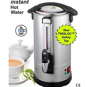 Classic Kitchen 40 Cup Capacity Hot Water Boiler Urn with new Twisloc˜ Safety Locking Tap, Metal Spout, Stainless Steel Double Wall and a Unique Circuit Board controlled Heating System allowing for Instant Reboil. Perfect for Keeping Hot Water for Tea, Co