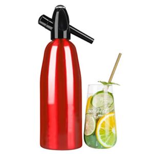 langshi soda siphon, home seltzer maker portable siphon soda maker seltzer water siphon 1 liter, use 8 gram co2 cartridges(not included)