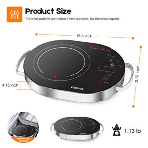 Cusimax Hot Plate,1500W LED Infrared Electric Portable Stove,Work w/all Cookware,Adjustable Temp,7.9in Cooktop w/Touch Button for Dorm Office Home RV