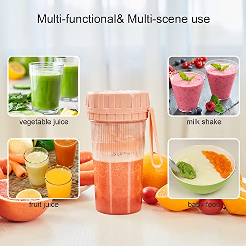 Portable Blender for Shakes and Smoothies,Personal Size Blender with USB Rechargeable,300ml 10oz Mini Handheld Blender with 4 Blades,Fresh Juice Blender Crush Ice Mixer for Sports Travel and Outdoors