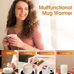 DOWILLDO Coffee Mug Warmers for Desk with 3 Temperature Settings, Smart Coffee Warmer Plate for Heating Milk, Tea, Hot Chocolate, and Candle (White)