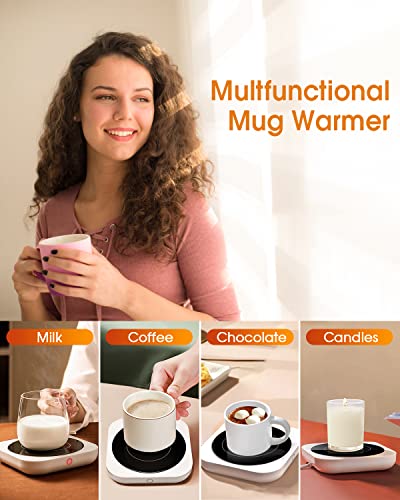 DOWILLDO Coffee Mug Warmers for Desk with 3 Temperature Settings, Smart Coffee Warmer Plate for Heating Milk, Tea, Hot Chocolate, and Candle (White)