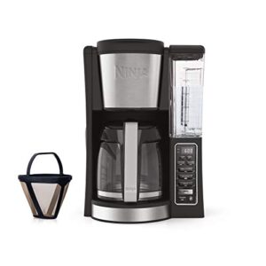 ninja 12-cup programmable coffee maker with classic and rich brews, 60 oz. water reservoir, and thermal flavor extraction (ce201), black/stainless steel