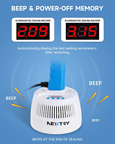 NEWTRY Induction Sealer Heat Handheld Sealing Machine Diameter 0.79’’-3.94’’ Electromagnetic Manual Power & Time Adjustable for Plastic Glass Bottles Caps(110V US Plug)