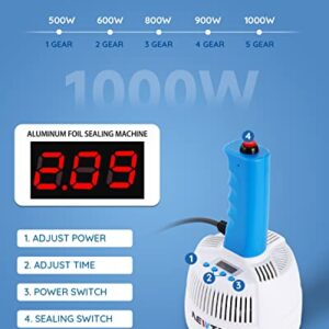 NEWTRY Induction Sealer Heat Handheld Sealing Machine Diameter 0.79’’-3.94’’ Electromagnetic Manual Power & Time Adjustable for Plastic Glass Bottles Caps(110V US Plug)