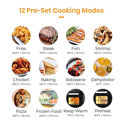 Pro Breeze 12.7 Quart Air Fryer Oven - Large Air Fryer Toaster Oven, 12 Cooking Modes including Rotisserie & Food Dehydrator, 19 Accessories