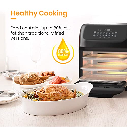 Pro Breeze 12.7 Quart Air Fryer Oven - Large Air Fryer Toaster Oven, 12 Cooking Modes including Rotisserie & Food Dehydrator, 19 Accessories