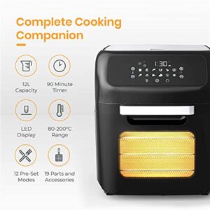 Pro Breeze 12.7 Quart Air Fryer Oven - Large Air Fryer Toaster Oven, 12 Cooking Modes including Rotisserie & Food Dehydrator, 19 Accessories