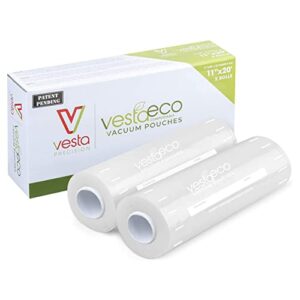 vestaeco commercially compostable vacuum seal rolls – embossed – 2 vacuum seal rolls – 11 inches x 20 feet