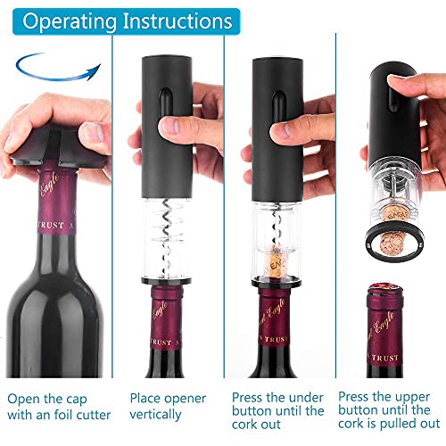 GOSCIEN Electric Wine Opener, Automatic Electric Wine Bottle Corkscrew Opener, Rechargeable Stainless Steel Cordless Electric Wine Bottle Opener Gift Set with Foil Cutter, USB Charging Cable