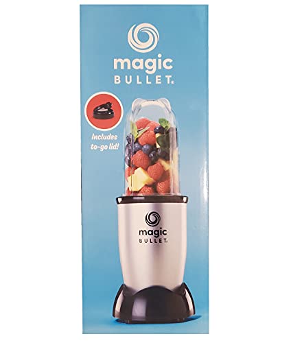 M.B Magic Bullet Essential Personal Blender, Silver - 250W Motor with Tall Cup, stainless steel cross blade and 1 to-go lid