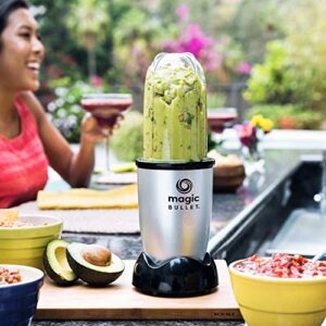 M.B Magic Bullet Essential Personal Blender, Silver - 250W Motor with Tall Cup, stainless steel cross blade and 1 to-go lid