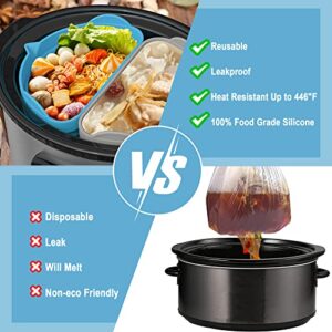 fuezllno 2 Pack Slow Cooker Divider Liner fit 6 QT Crockpot, Reusable & Leakproof Silicone Crockpot Divider Insert, Dishwasher Safe Cooking Liner for 6 Quart Crock Pot