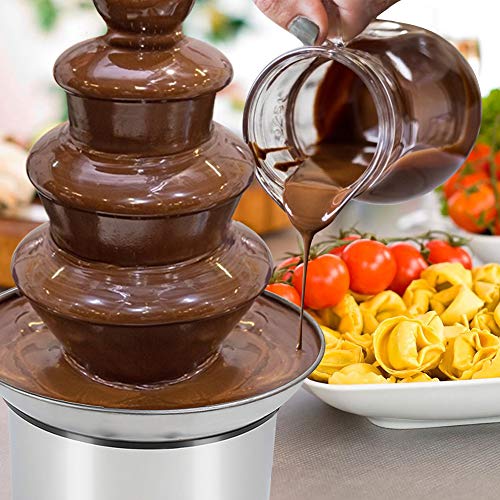 Micnaron 32 Ounce Chocolate 304 stainless Steel Chocolate Pro Fountain.2 lb Capacity Chocolate Fondue Fountain,4 Tiers Electric Chocolate Fountain for Party