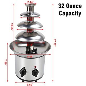 Micnaron 32 Ounce Chocolate 304 stainless Steel Chocolate Pro Fountain.2 lb Capacity Chocolate Fondue Fountain,4 Tiers Electric Chocolate Fountain for Party