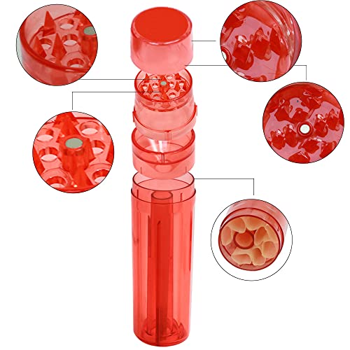 Multifunctional Herb Grinder，Transparent Cone Grinder for Herbs，Come With 6 Cones (Red)