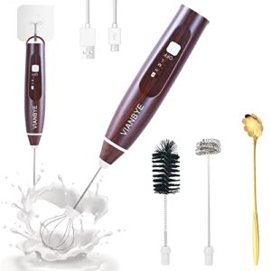 milk frother handheld – handheld electric blender portable coffee frother usb rechargeable 3 speed milk frother with 2 stainless steel blenders and 1 cleaning brush 1 blending spoon