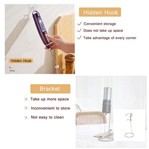 Milk Frother Handheld - Handheld Electric Blender Portable Coffee Frother USB Rechargeable 3 Speed Milk Frother with 2 Stainless Steel Blenders and 1 Cleaning Brush 1 Blending Spoon