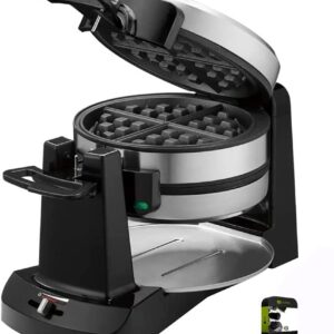 Cuisinart WAF-F40 Double Flip Belgian Waffle Maker Black/Stainless Bundle with 1 YR CPS Enhanced Protection Pack