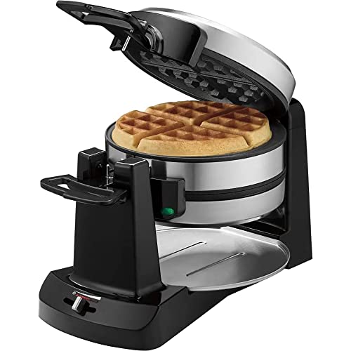 Cuisinart WAF-F40 Double Flip Belgian Waffle Maker Black/Stainless Bundle with 1 YR CPS Enhanced Protection Pack