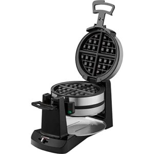 Cuisinart WAF-F40 Double Flip Belgian Waffle Maker Black/Stainless Bundle with 1 YR CPS Enhanced Protection Pack